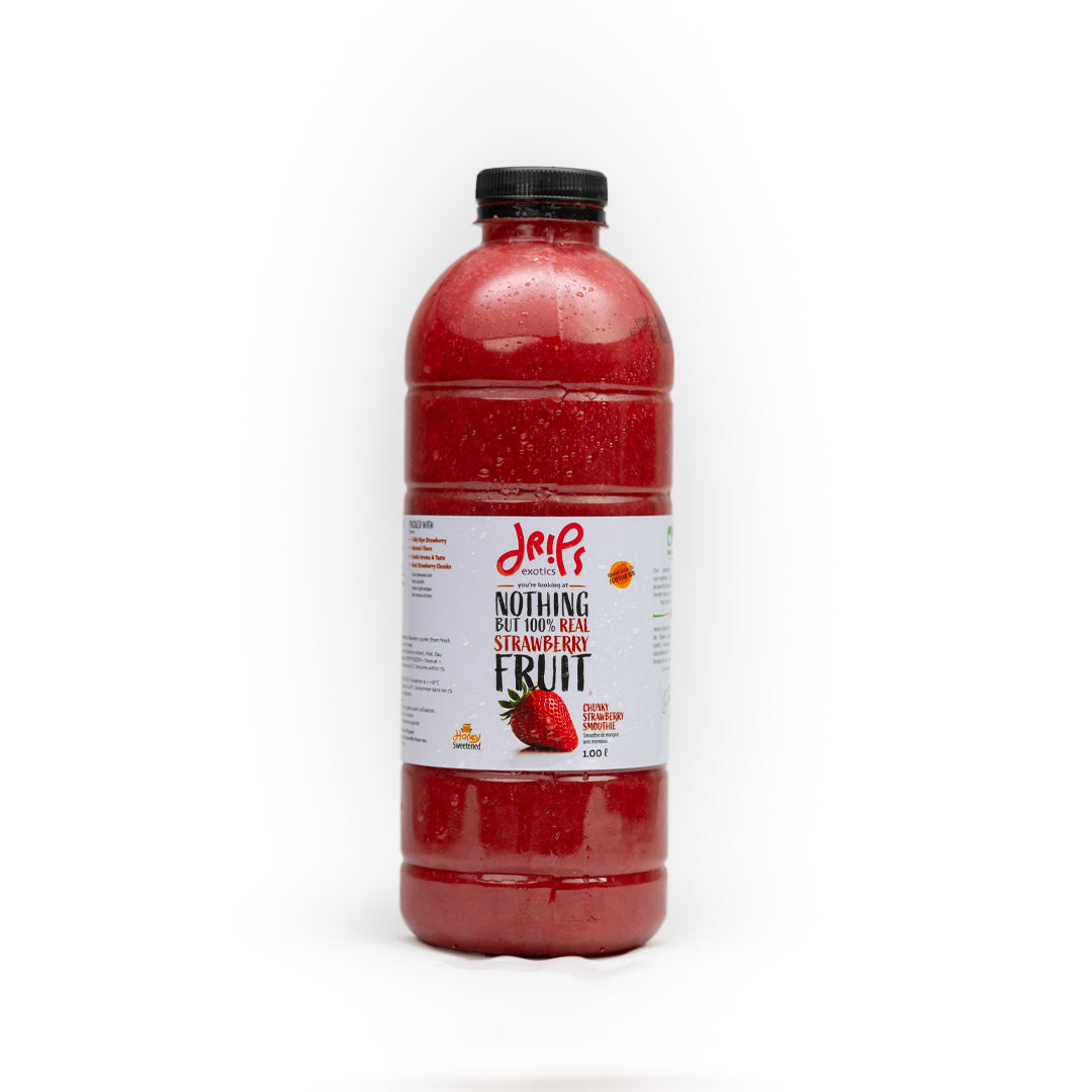 Strawberry Chunky Smoothie – Honey Sweetened - 1L – Drips
